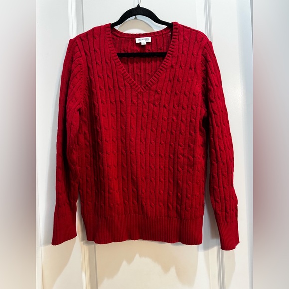 St. John's Bay | Sweaters | St Johns Bay Red Cable Knit Pullover ...